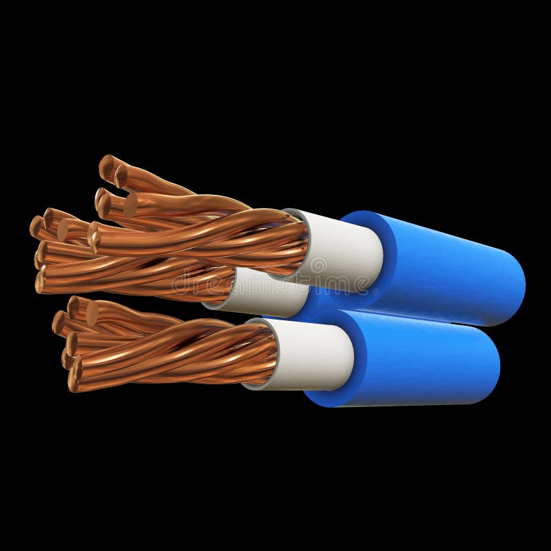 Copper electrical cable 3d stock illustration. Illustration of danger ...