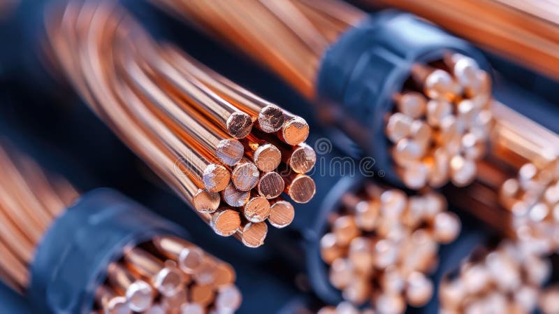 Copper Electrical Cables Close-up Stock Illustration - Illustration of ...