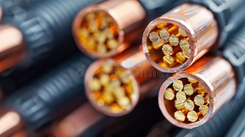 Copper Electrical Cables Close-up Stock Illustration - Illustration of ...