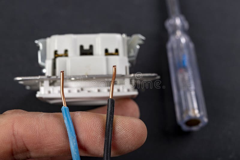 Copper Electrical Wires during Assembly. Minor Electrical Work in the ...