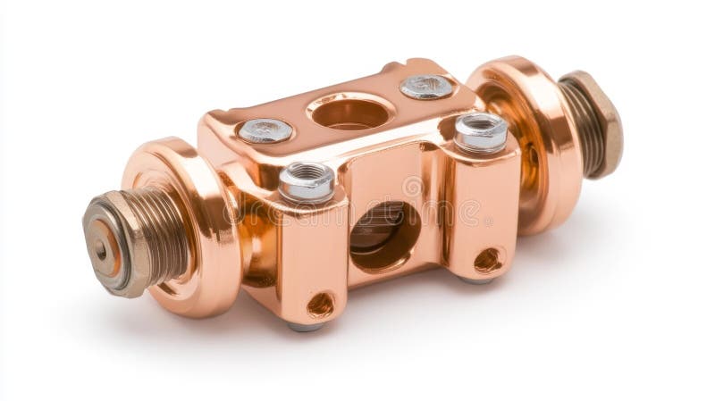 Copper Engine Parts with Mechanical Components on White Background ...