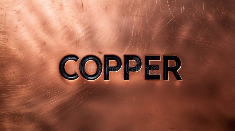 Copper Etching Showcasing the Word Copper on a Textured Metallic ...