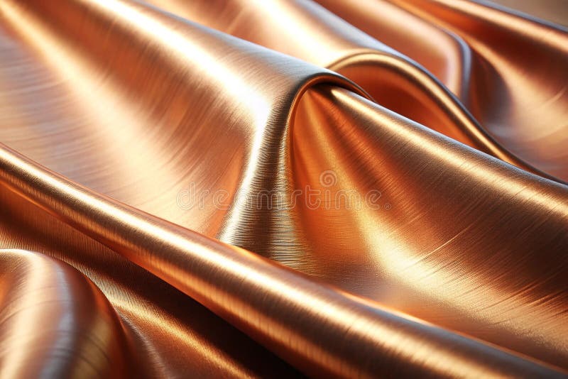 Copper Fabric Folds, Abstract Background, Digital Render Stock ...
