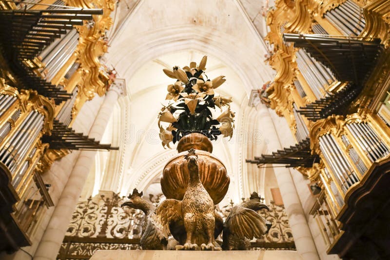 Copper Figure of a Bird and Pipe Organs in Altar of the Cathedral of ...