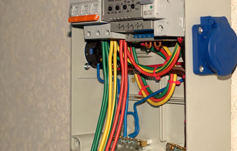 Electric Shield and Copper Cable for Power Connection. Stock Photo ...