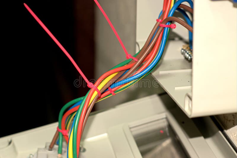 Electric Shield and Copper Cable for Power Connection. Stock Photo ...