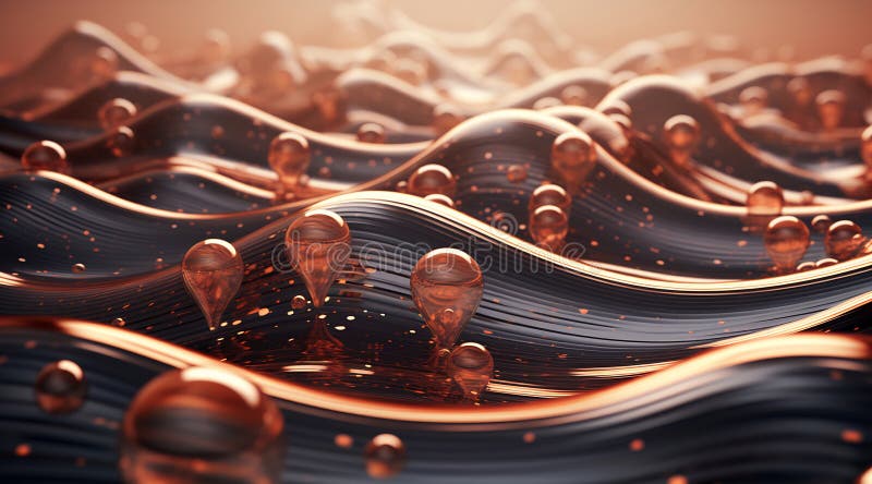 Copper Fluidity with Reflective Spheres Stock Photo - Image of ...
