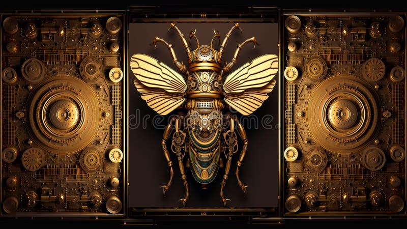 Copper Fly from a Mechanical Box. Stock Illustration - Illustration of ...