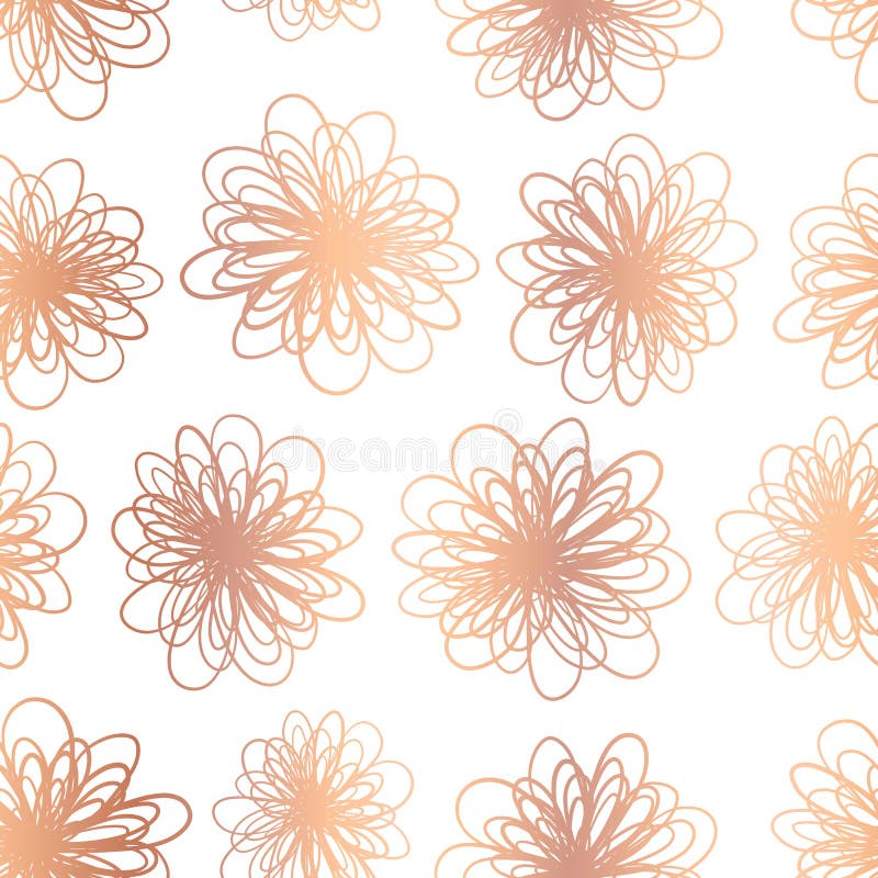 Copper Foil Flowers Seamless Vector Background. Repeating Pattern of ...