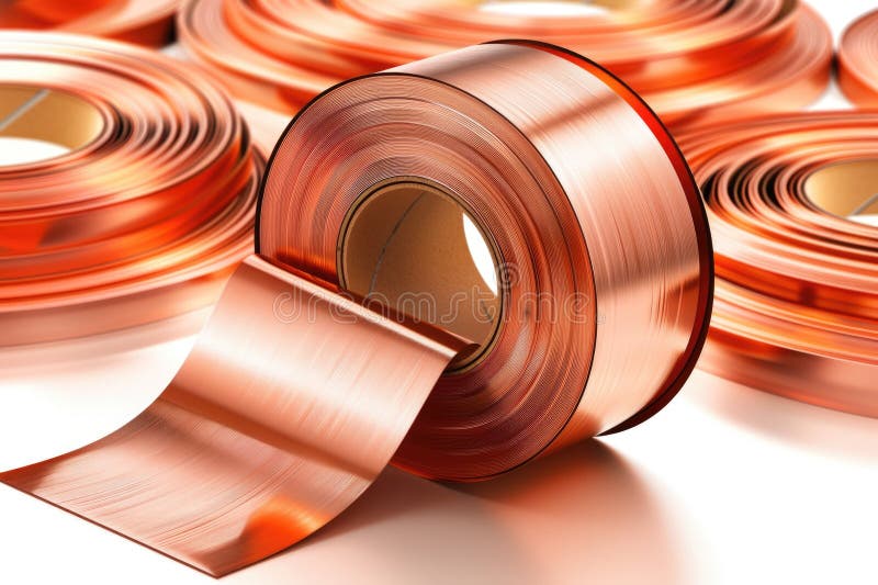 Copper Foil Roll on White Surface, Ideal for Industrial, Crafting, or ...