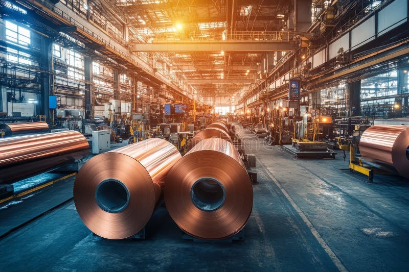 Copper Foil Rolls are Stored in Modern Industrial Factory Stock ...