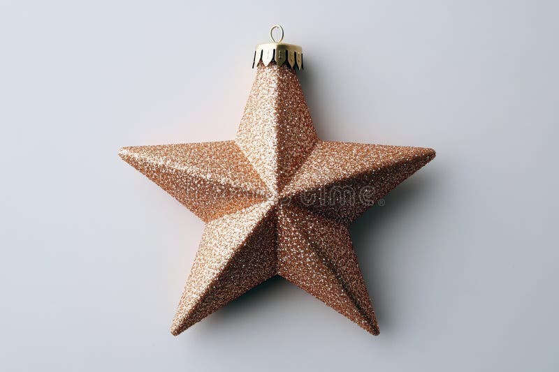 Copper Glitter Christmas Star Ornament on Light Grey Background Stock ...