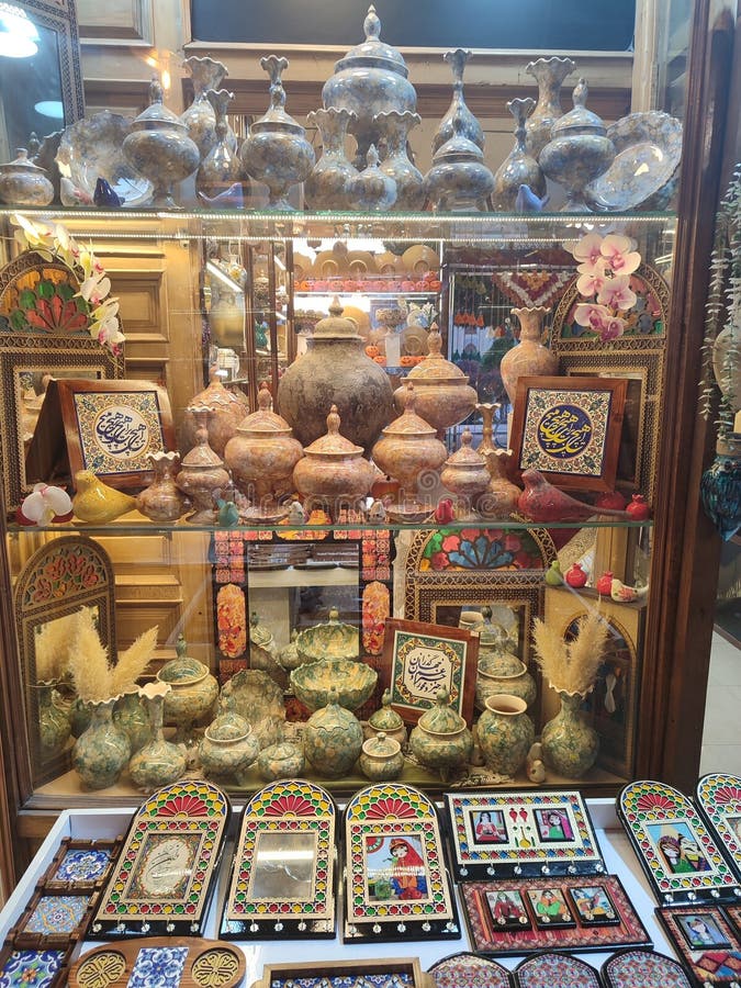 Copper Handmade Traditional Pots on Display in Isfahan, Iran Stock ...
