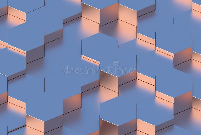 Copper Hexagon Background Texture. 3d Render Stock Illustration ...