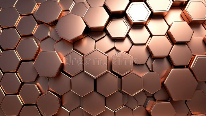 Copper Hexagonal Pattern: Modern Geometric Metallic Background Design Stock Photo - Image of ...