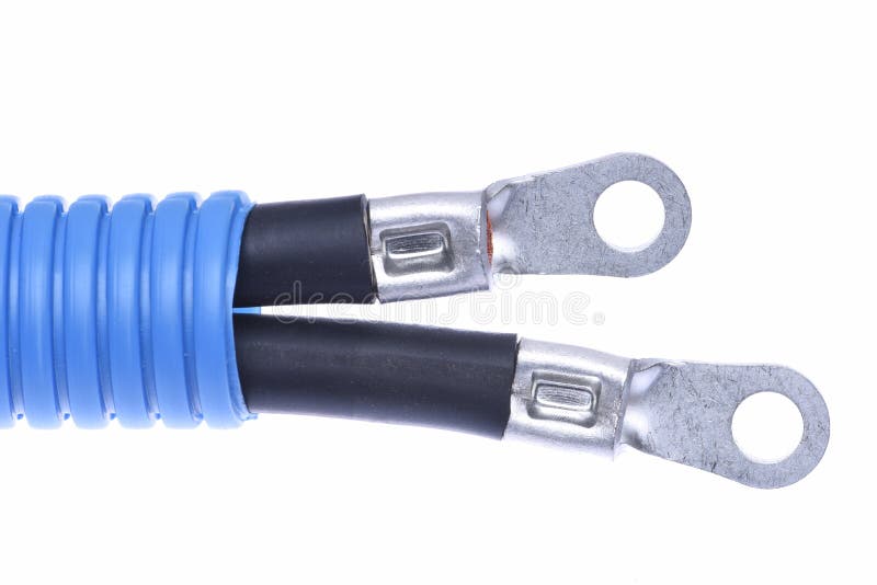 Copper High Voltage Electric Power Cables with Connectors Stock Photo ...