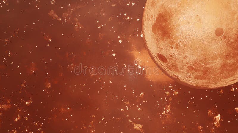 Copper-hued Moon in Chaotic Cosmic Texture for Creative Design Stock ...