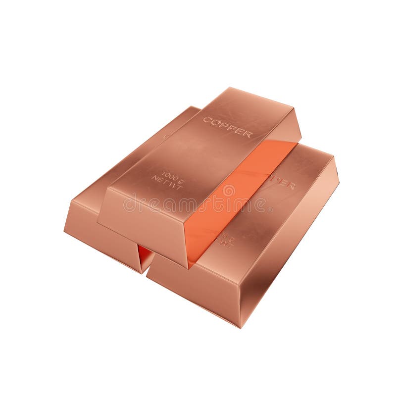 Copper Ingot Isolated on a White Background, 3D Rendering Stock ...