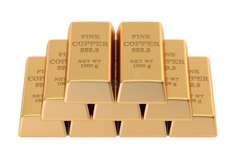 Copper Ingots Isolated On White Stock Illustration - Illustration of ...