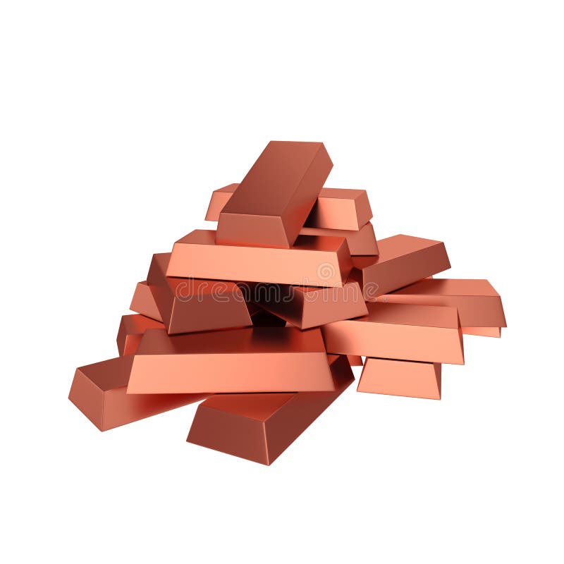 Copper Ingots Isolated On White Stock Illustration - Illustration of ...