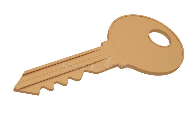 Copper Key and Label Isolated on White Background 3D Illustration Stock ...