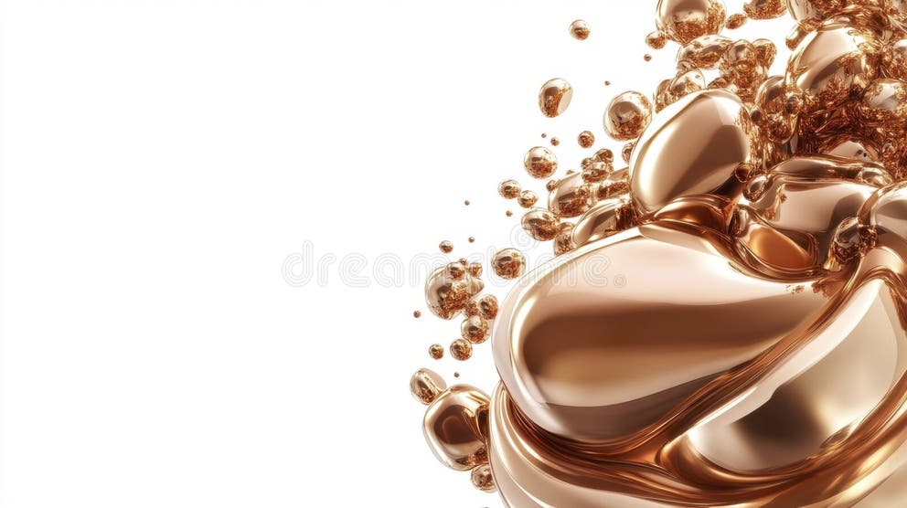 Copper Liquid with Bubbles Isolated on White Background Stock ...