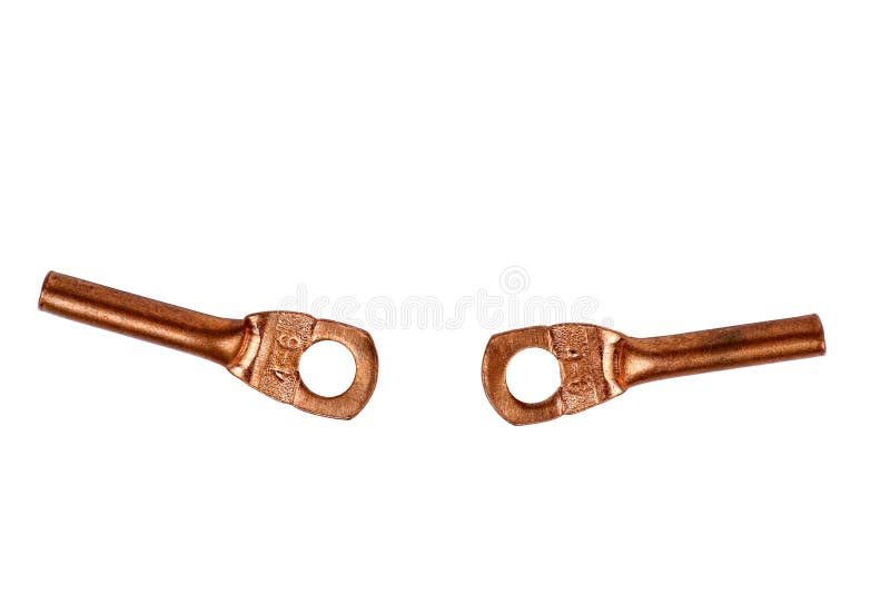Copper Lugs Isolated on a White Background Stock Photo - Image of wire ...