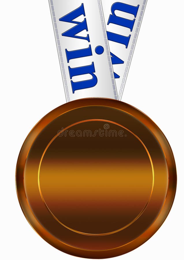 Copper Medal with Winner Ribbon Stock Illustration - Illustration of ...