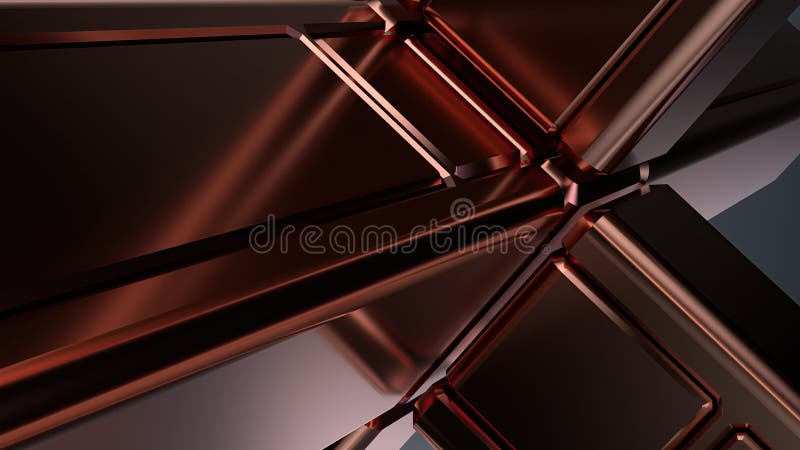 Copper Metal Lump Cube Design Elements Shape Elegant Modern 3D ...