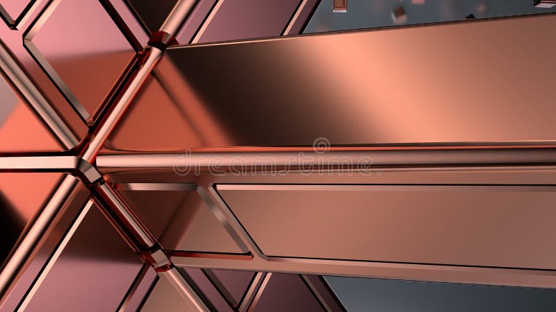 Copper Metal Lump Cube Structure Shape Elegant Modern 3D Rendering ...