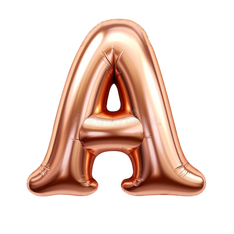 Copper Metallic a Alphabet Balloon Realistic 3D on White Background ...