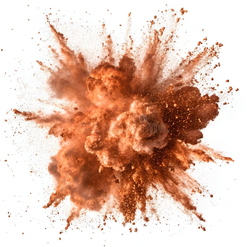 Copper Metallic Explosion Isolated on White Background Stock ...
