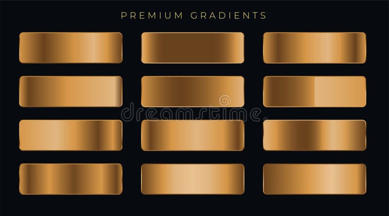 Copper Metallic Premium Gradients Set Stock Vector - Illustration of ...