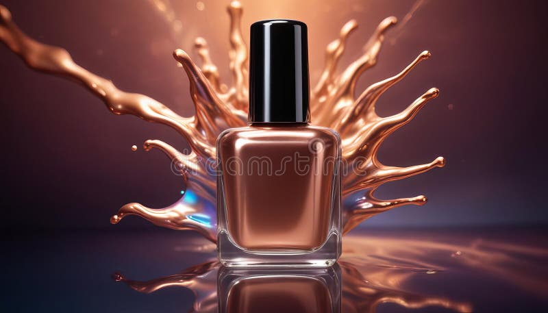 Copper Metallic Shimmering Glossy Nail Polish Composition Background ...
