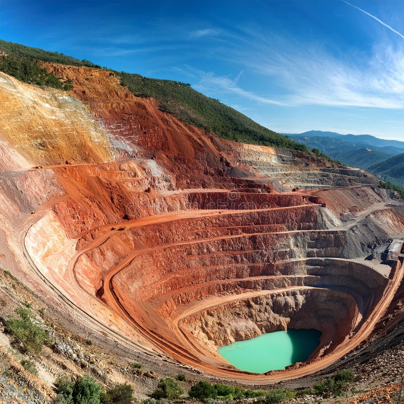 Copper mine, AI generated stock illustration. Illustration of river ...