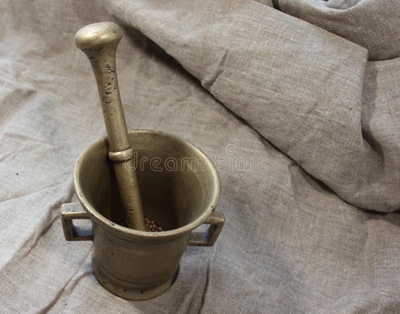 Copper mortar stock photo. Image of pepper, living, herbs - 13911834