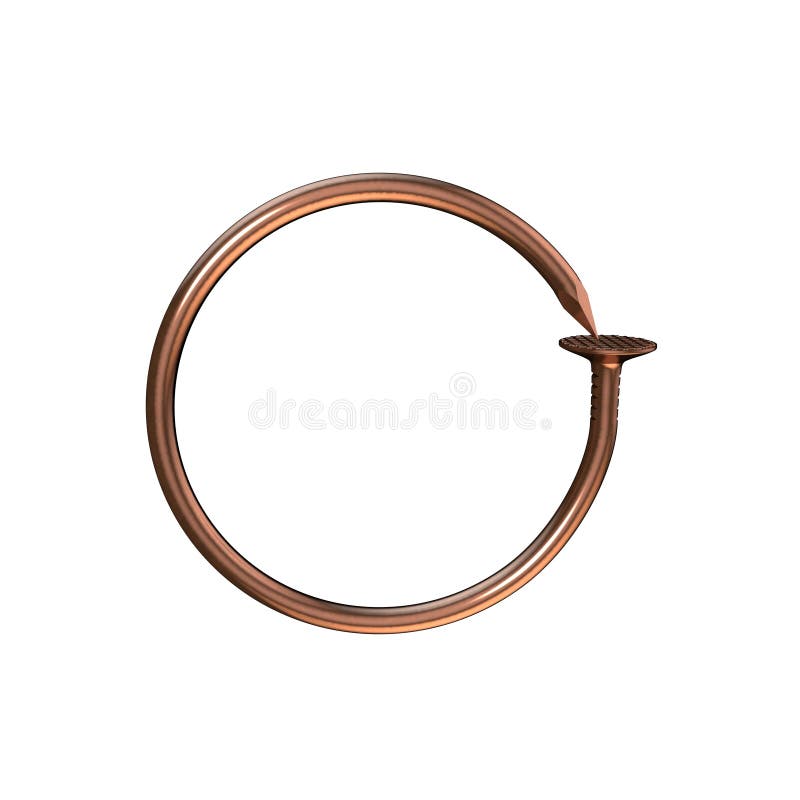Copper Nail. Circle Frame. Isolated on White Background Stock ...
