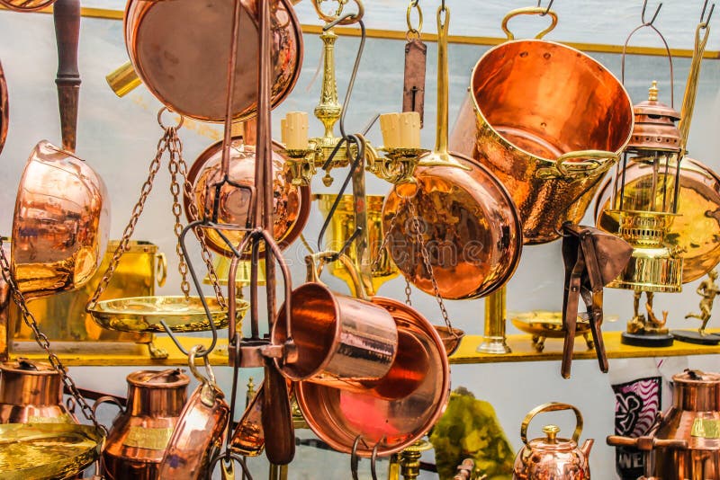 Copper Objects Metal Rustic Utensils Tin Copper Stock Photo - Image of ...