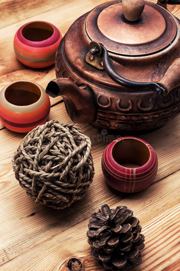 Copper old tea-pot stock image. Image of accessories - 46375255