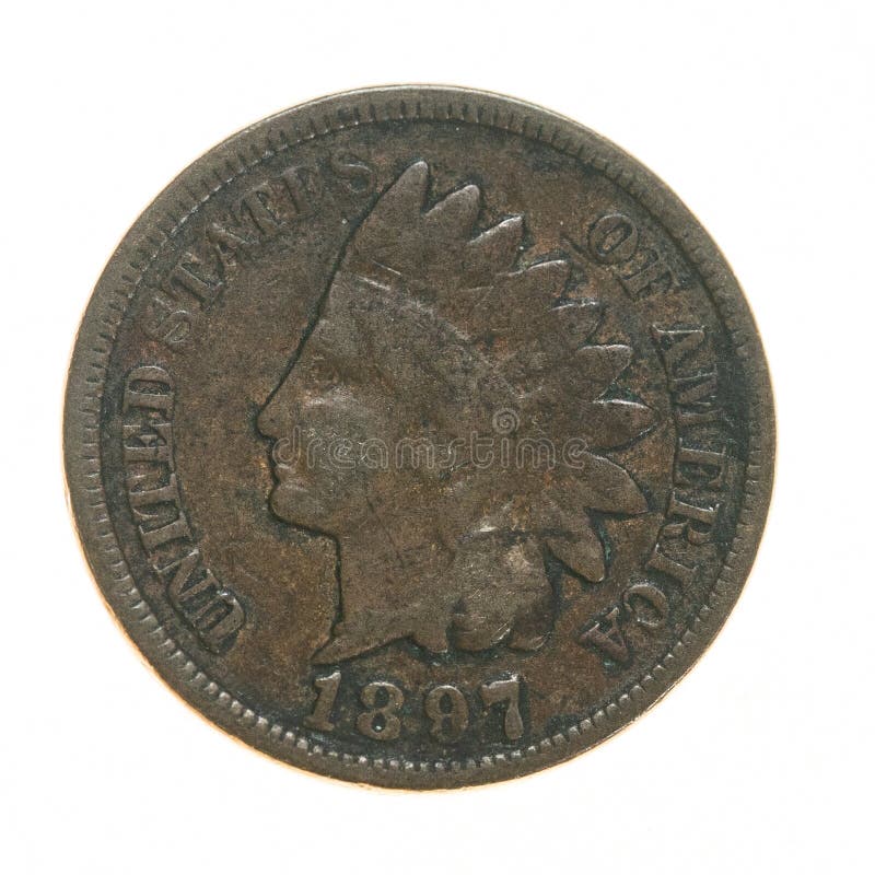 1897 Copper One Cent Coin - Indian Head Penny Stock Photo - Image of ...