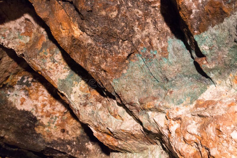 Copper Ore and Stones in a Mine Stock Image - Image of rock, crystal ...