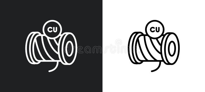 Copper Outline Icon in White and Black Colors. Copper Flat Vector Icon ...