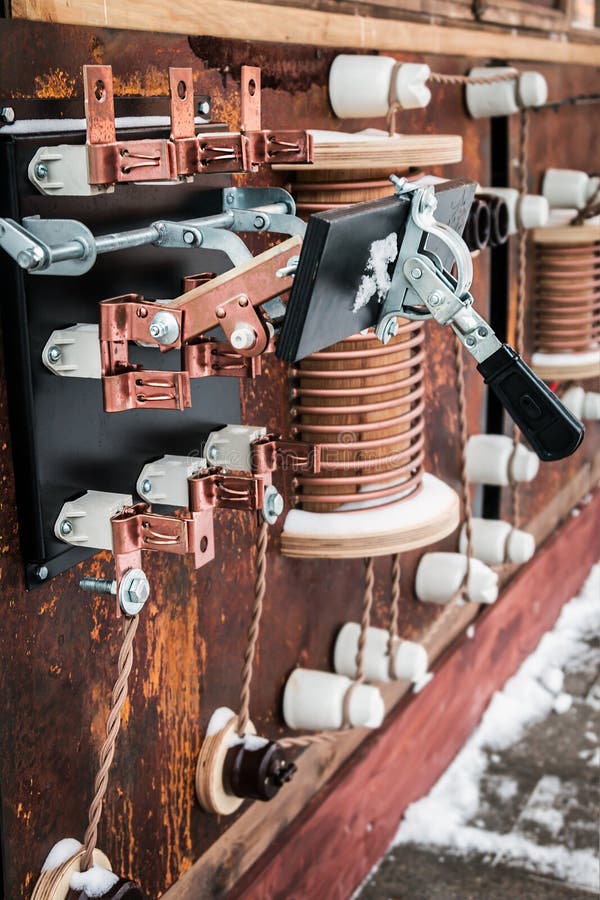 Copper Parts and Elements of Electrical Transformer Starter Stock Image ...