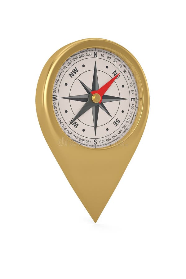 Copper Pin Compass Isolated on White Background. 3D Illustration Stock ...