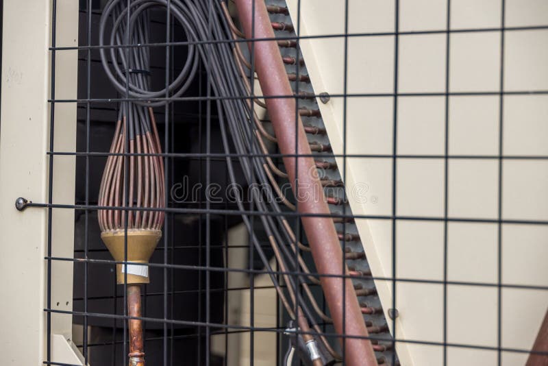 Copper Pipe of Air Conditioner System. Ventilation System and Pipe ...