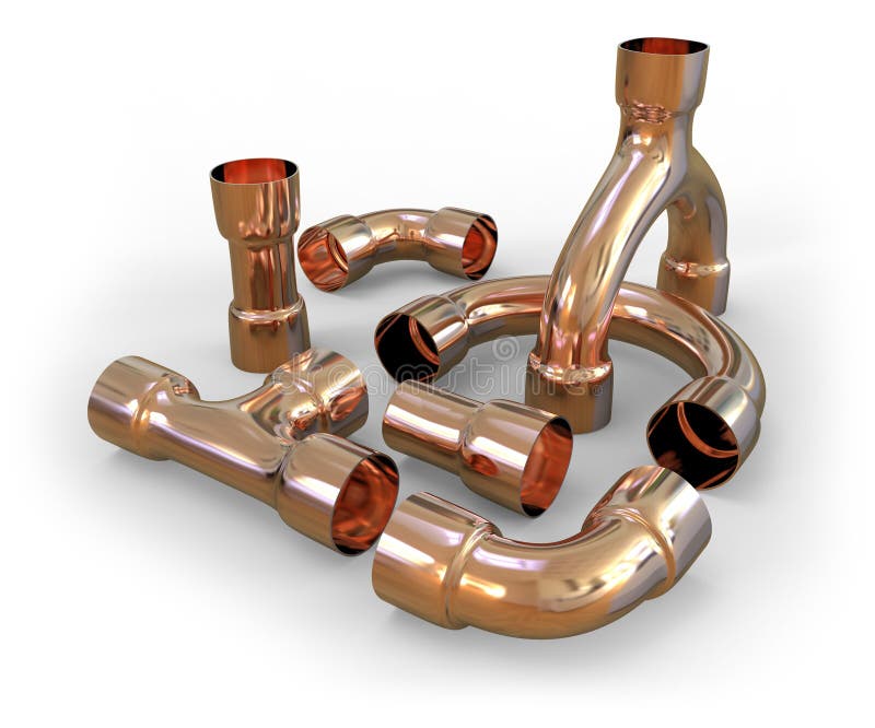 Copper pipe fittings stock illustration. Illustration of copper - 34326659