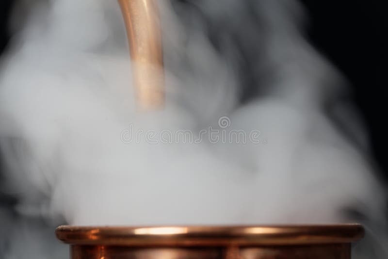 Copper pipe with steam stock photo. Image of manufacture - 82314086