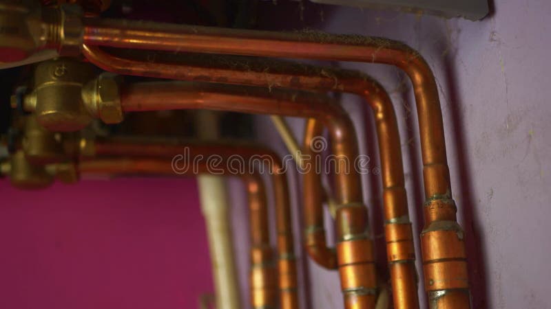 Copper Pipes for Central Heating System in Home Stock Footage - Video ...