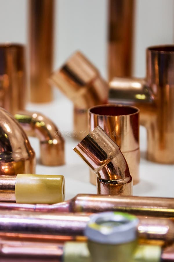 Copper Pipes of Different Diameter and Sizes and Adapters Stock Image ...