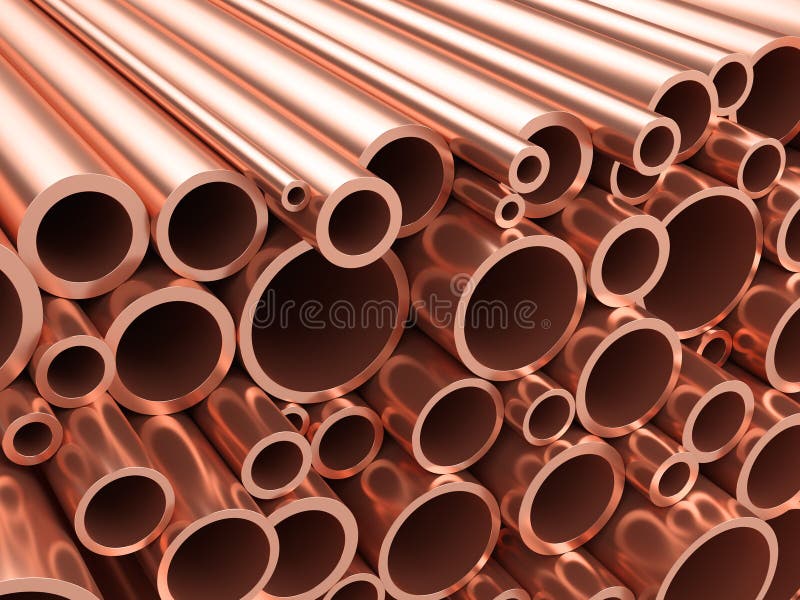 Copper pipes heap stock illustration. Illustration of industrial - 61000948